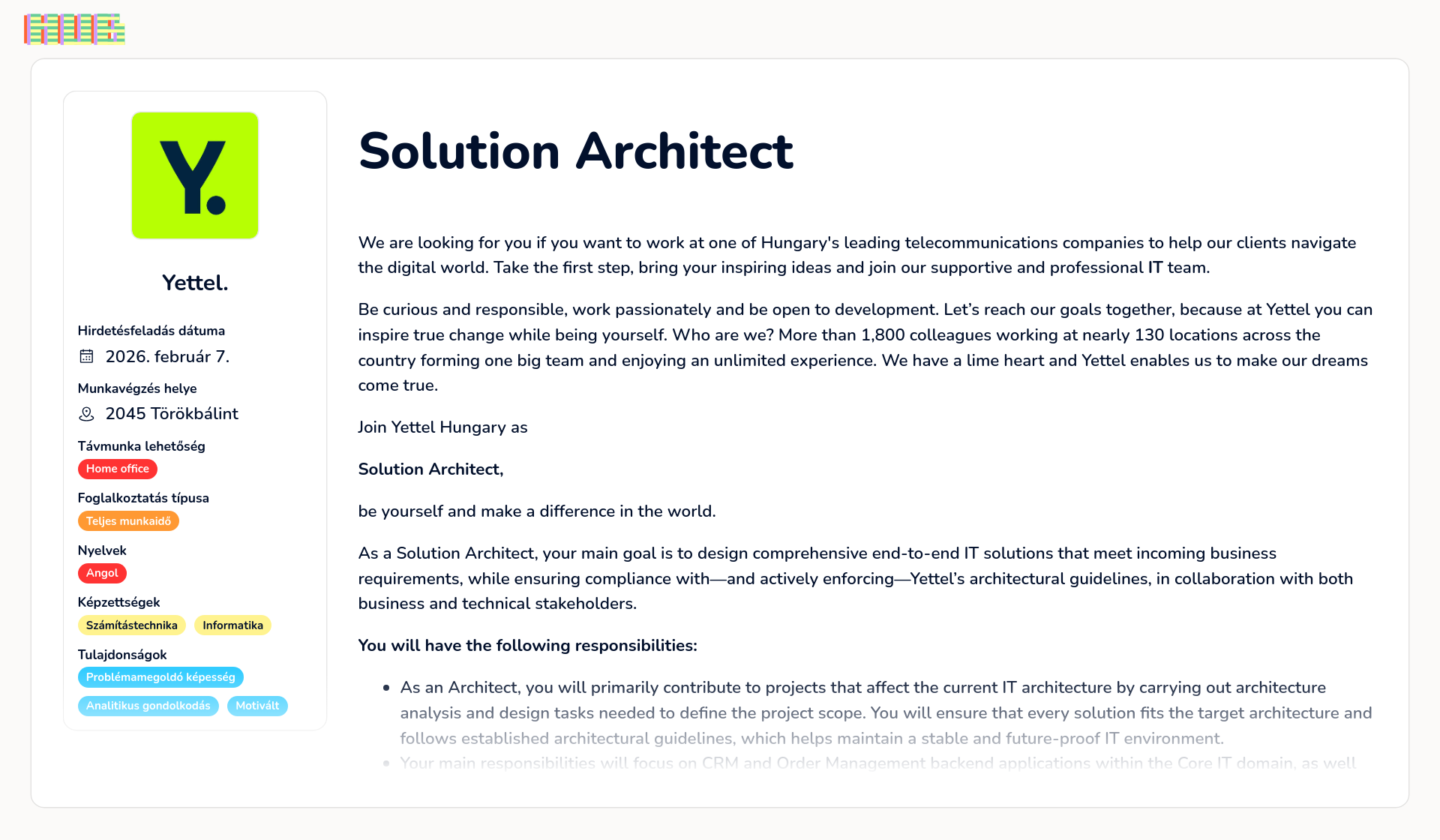 Solution Architect | Yettel. Karrier | Karrier Hub